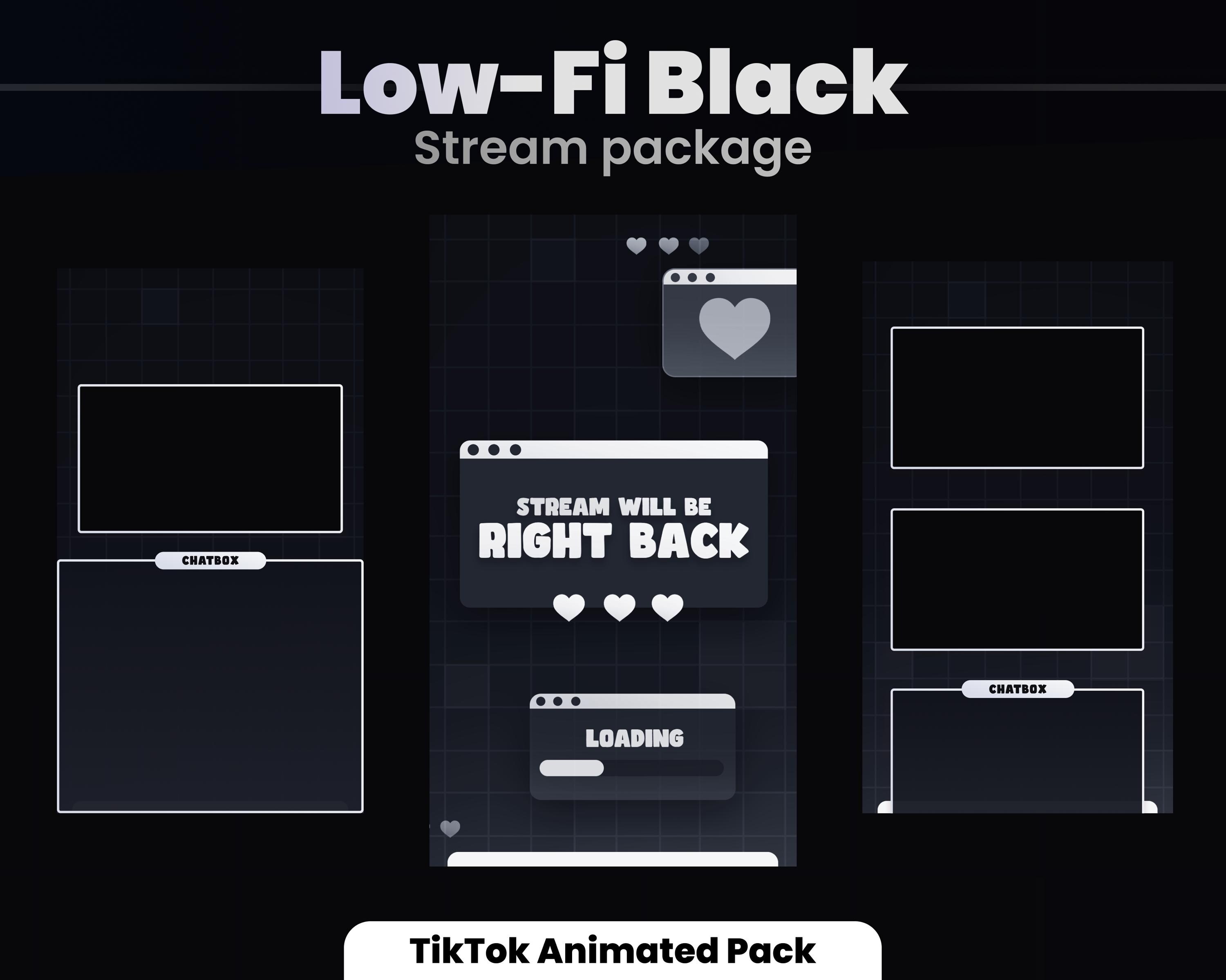 TIKTOK STREAMPACK | Low-fi Light Black | Animated Stream Package ...