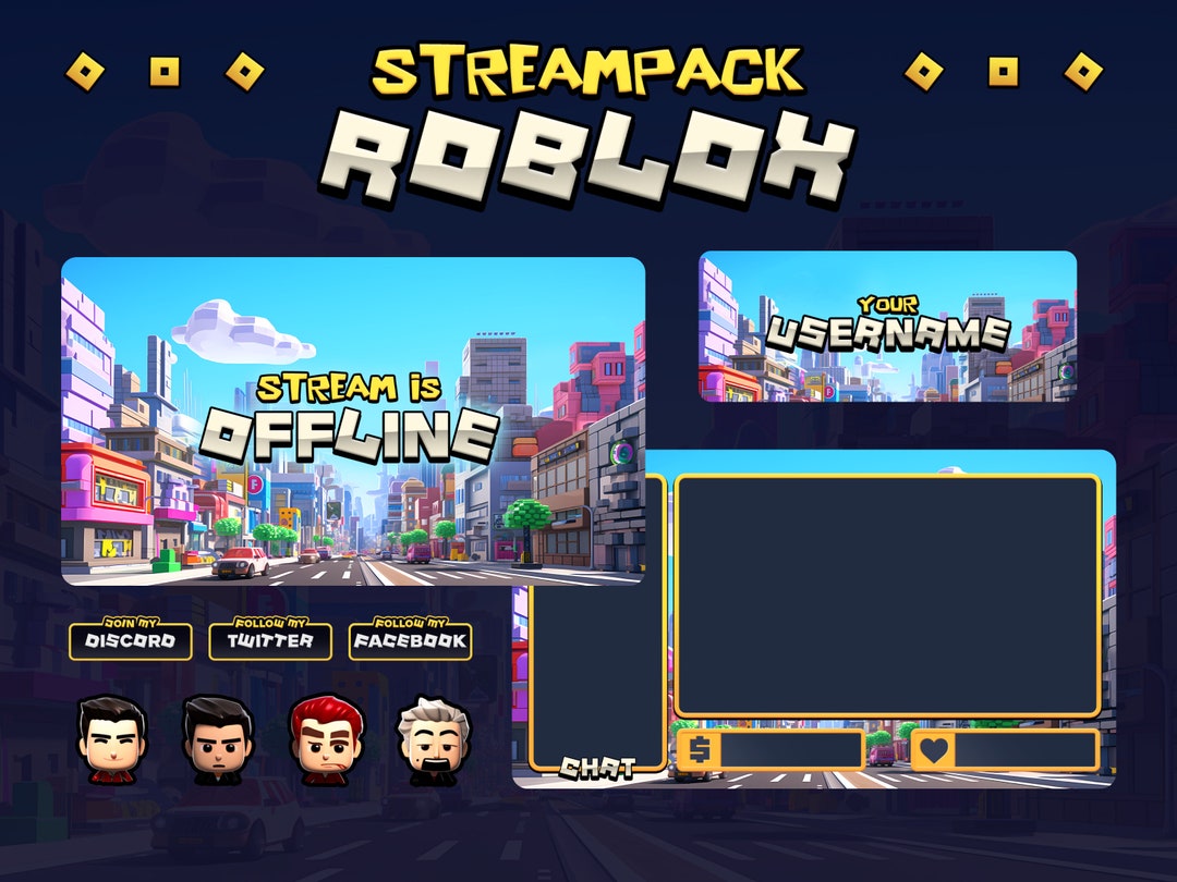 ROBLOX Animated Stream Package - Stream Overlay - Twitch - Roblox Noob ...