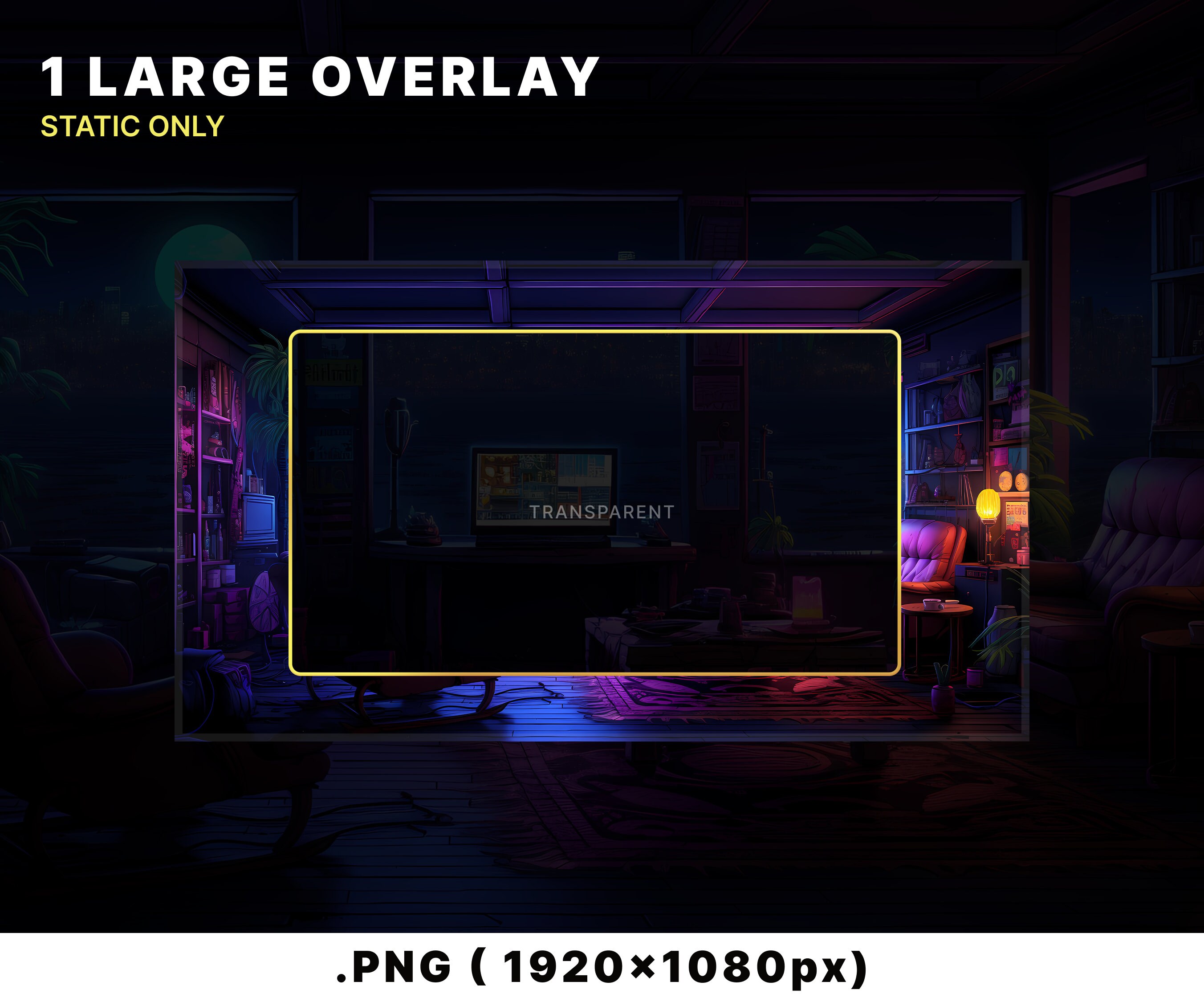 Low-fi Neon Room Stream Overlay Animated Overlay, Screen, Panels ...