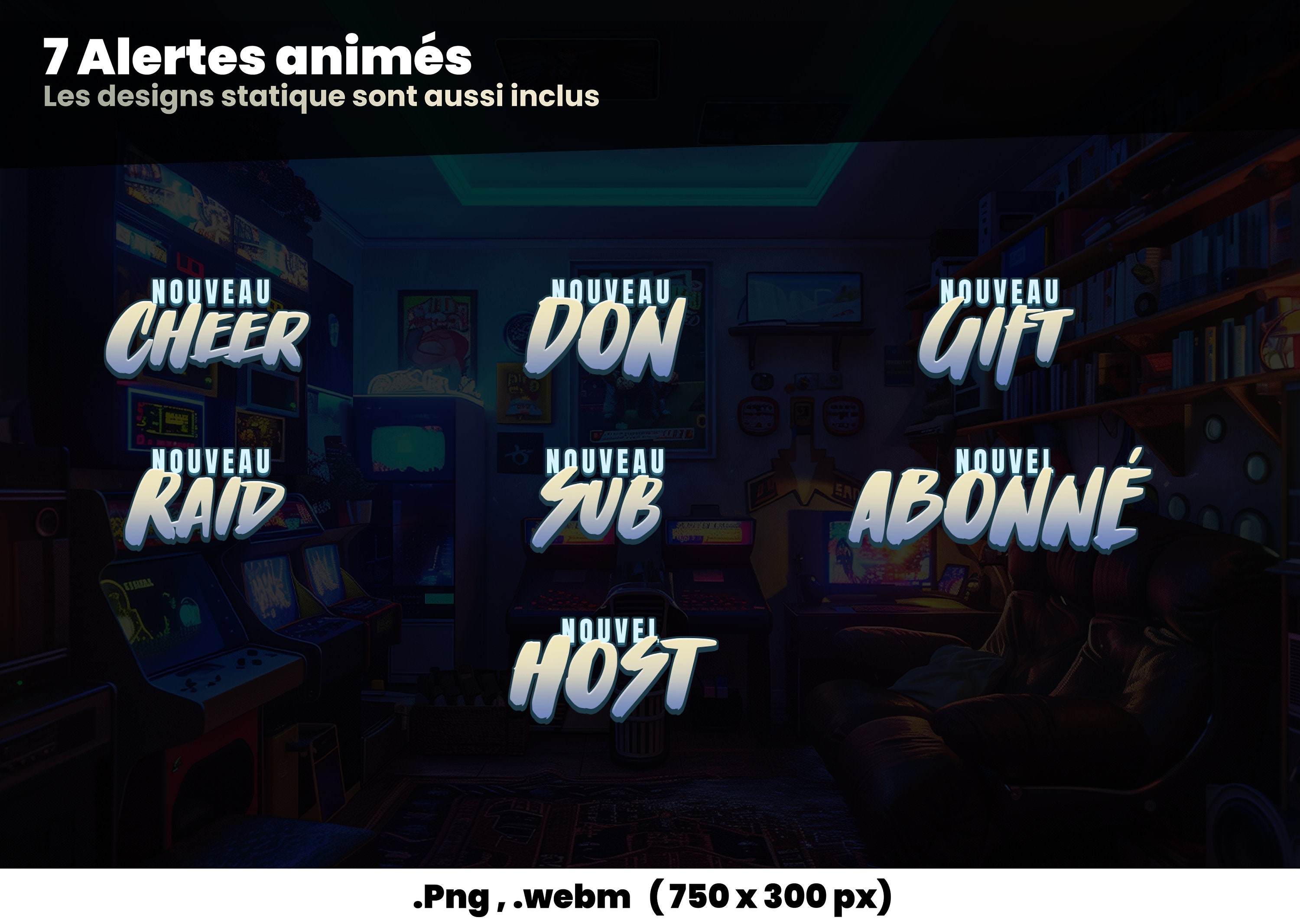 RETRO GAMING Streampack FR Overlays Kit En Français Low-fi Animé Blue ...