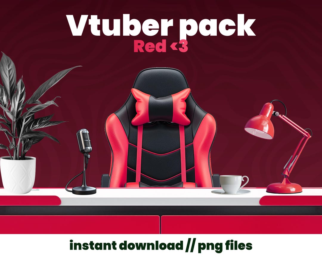 VTUBER KIT - Red Gaming Room - Chairs, Desk, Mics and More! Stream ...