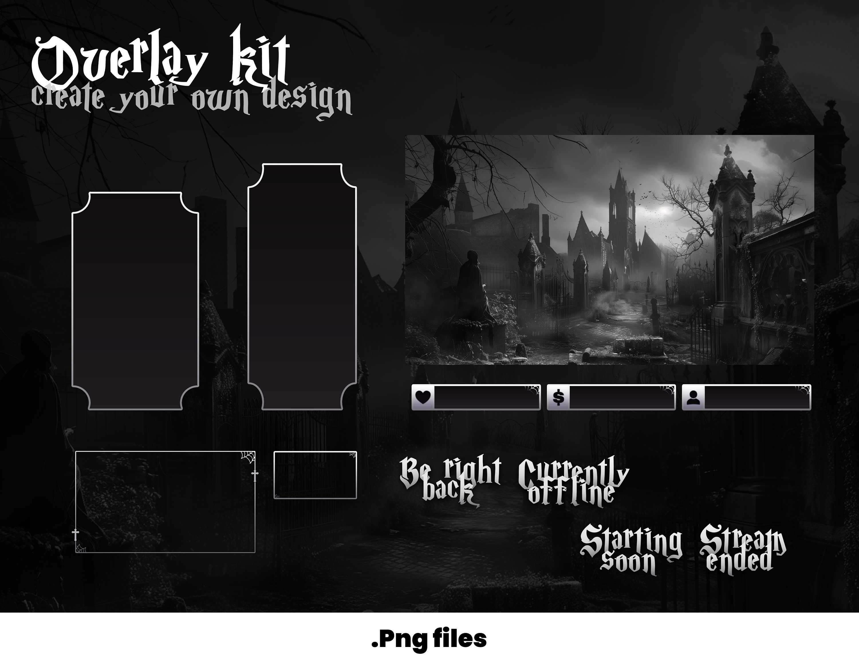 Dark Gothic Stream Overlay Emo Vampire Stream Package Twitch Overlays ...
