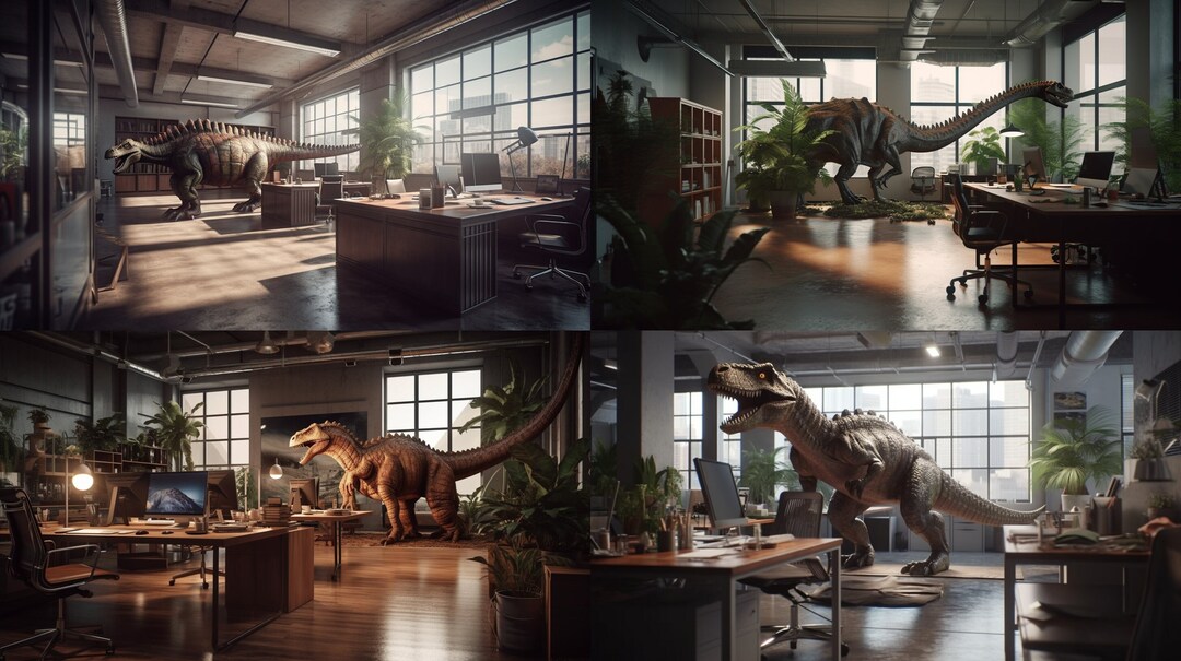 Zoom Teams 4 Fun Backgrounds Dino Office Invasion. Zoom Backgrounds ...