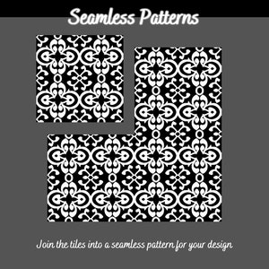 16 Black & White Moroccan Tiles II, Digital Seamless Paper, Mosaic ...