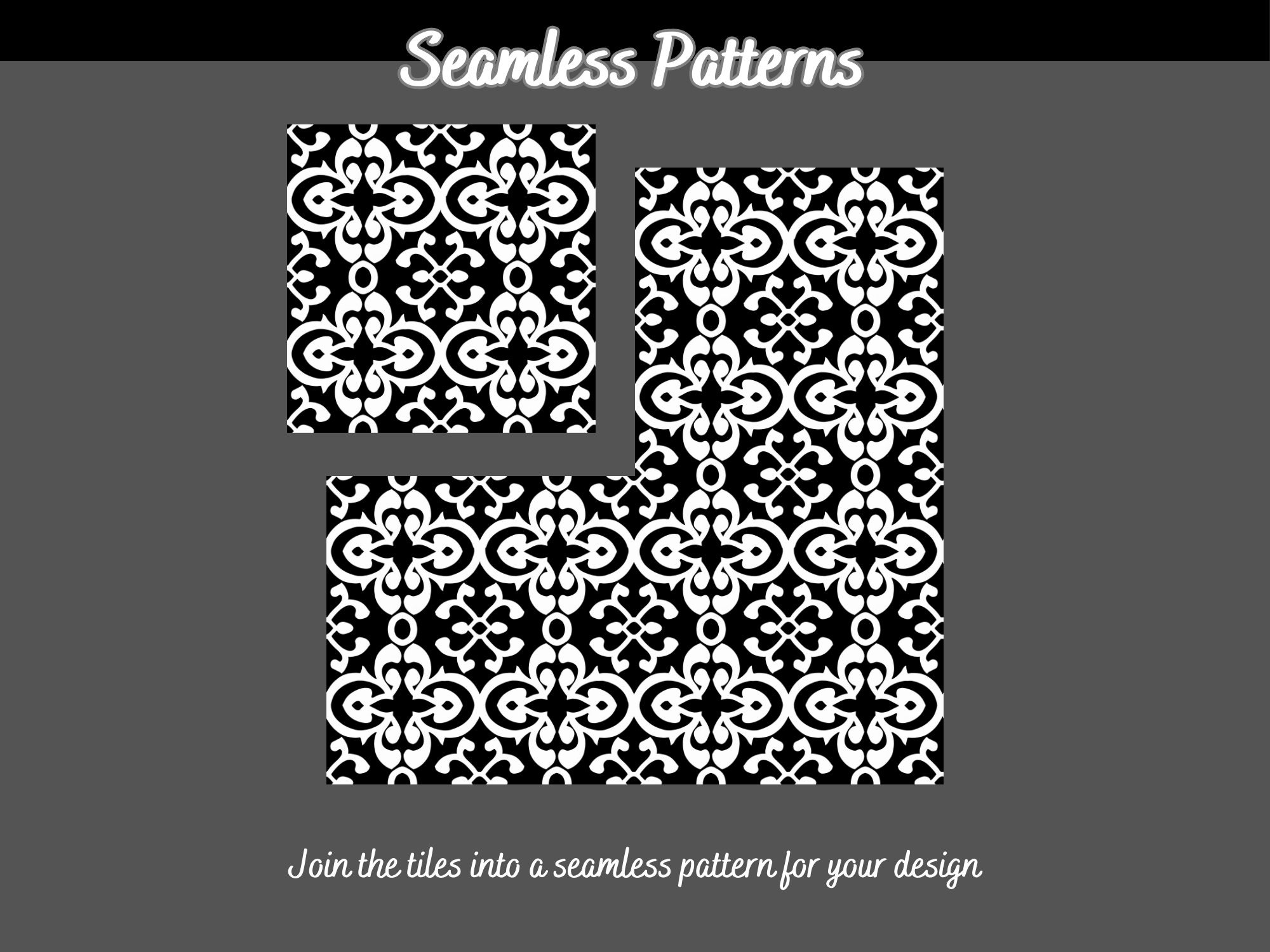 16 Black & White Moroccan Tiles II, Digital Seamless Paper, Mosaic ...