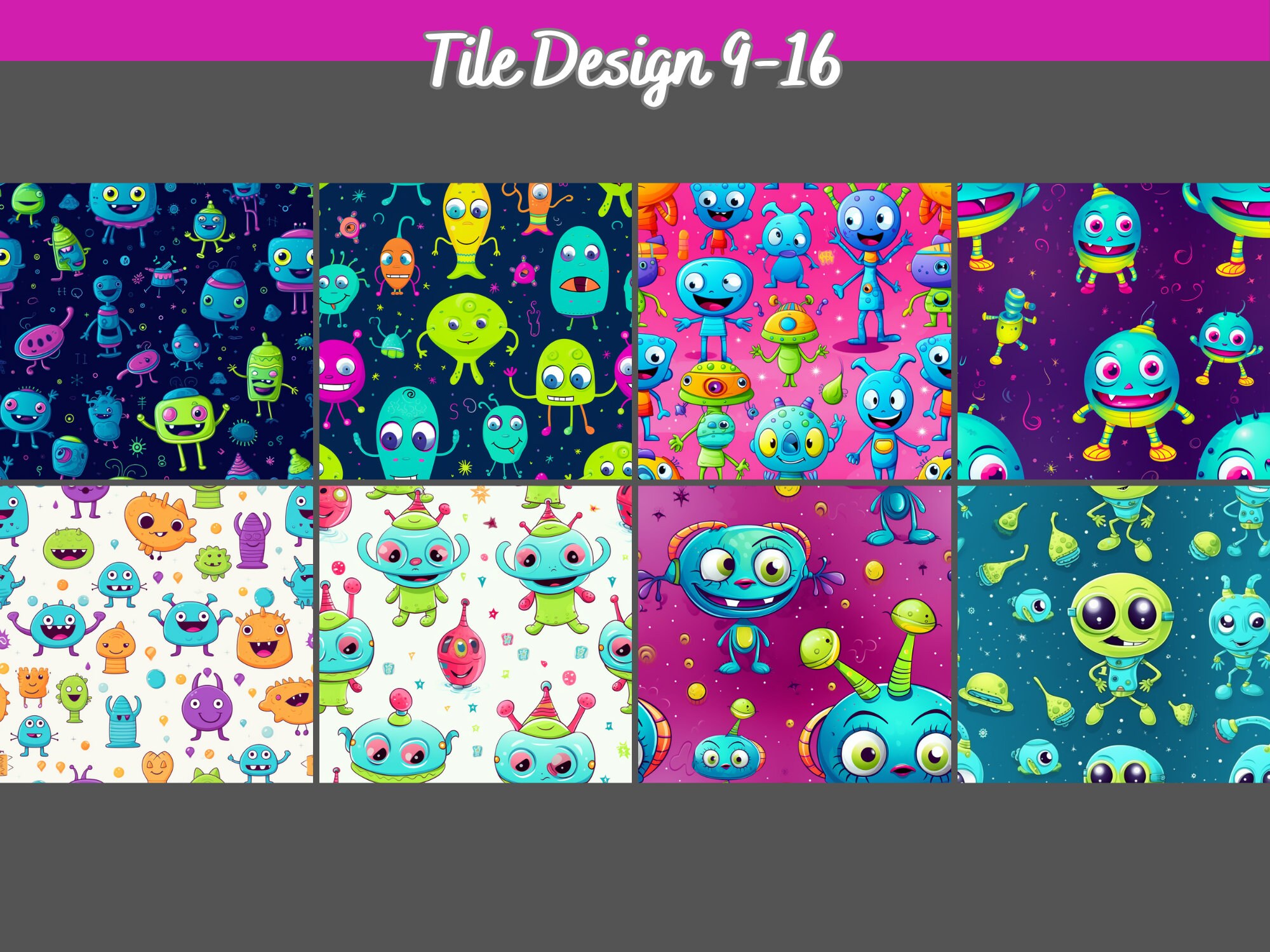 Aliens Tiles Digital Seamless Paper Seamless Pattern Scrapbook Paper in ...