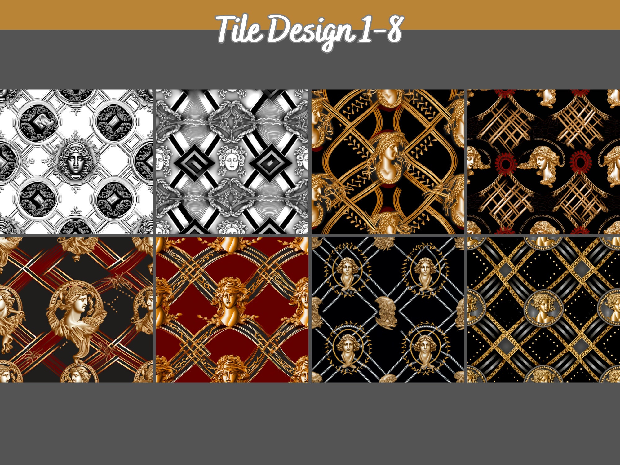 8 Greek Inspired Tiles Digital Seamless Paper Seamless Pattern ...