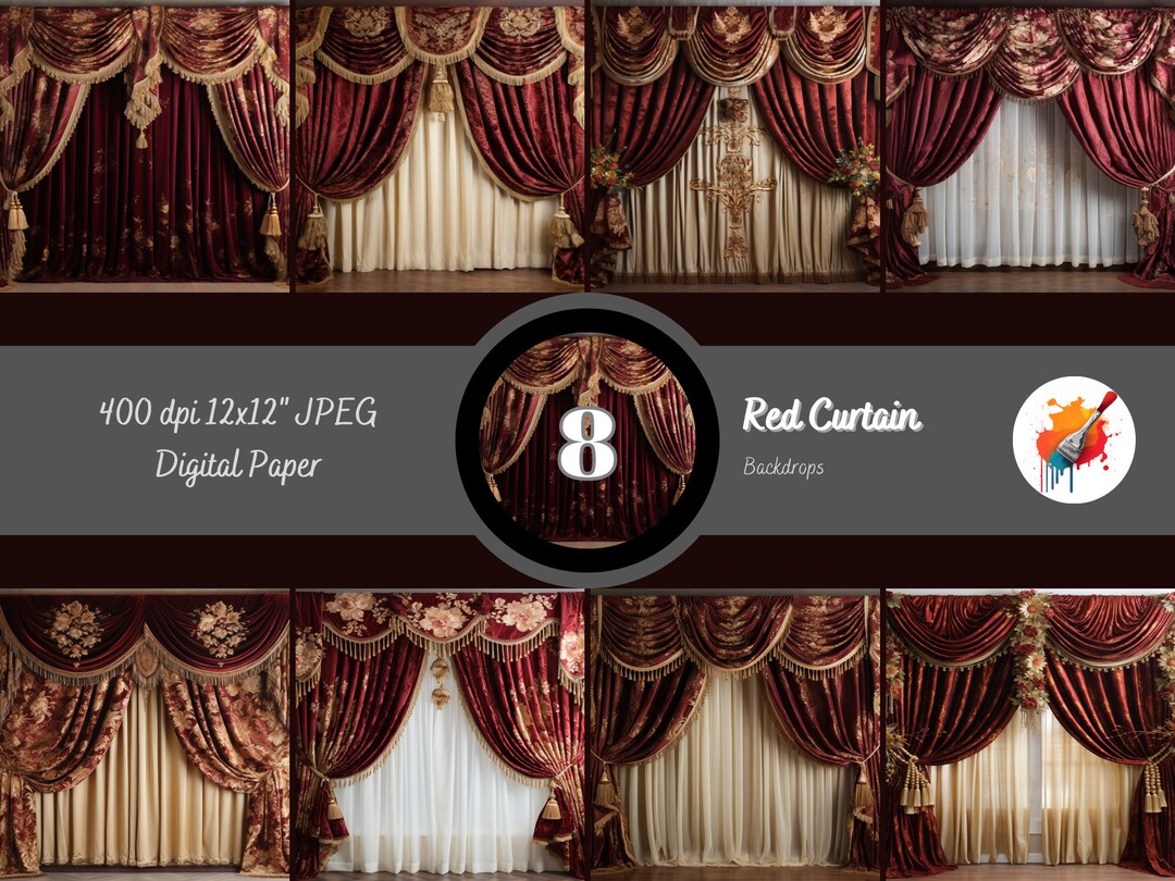 Red Curtain Backdrop, Digital Backdrop, Studio & Backdrops, Wedding ...