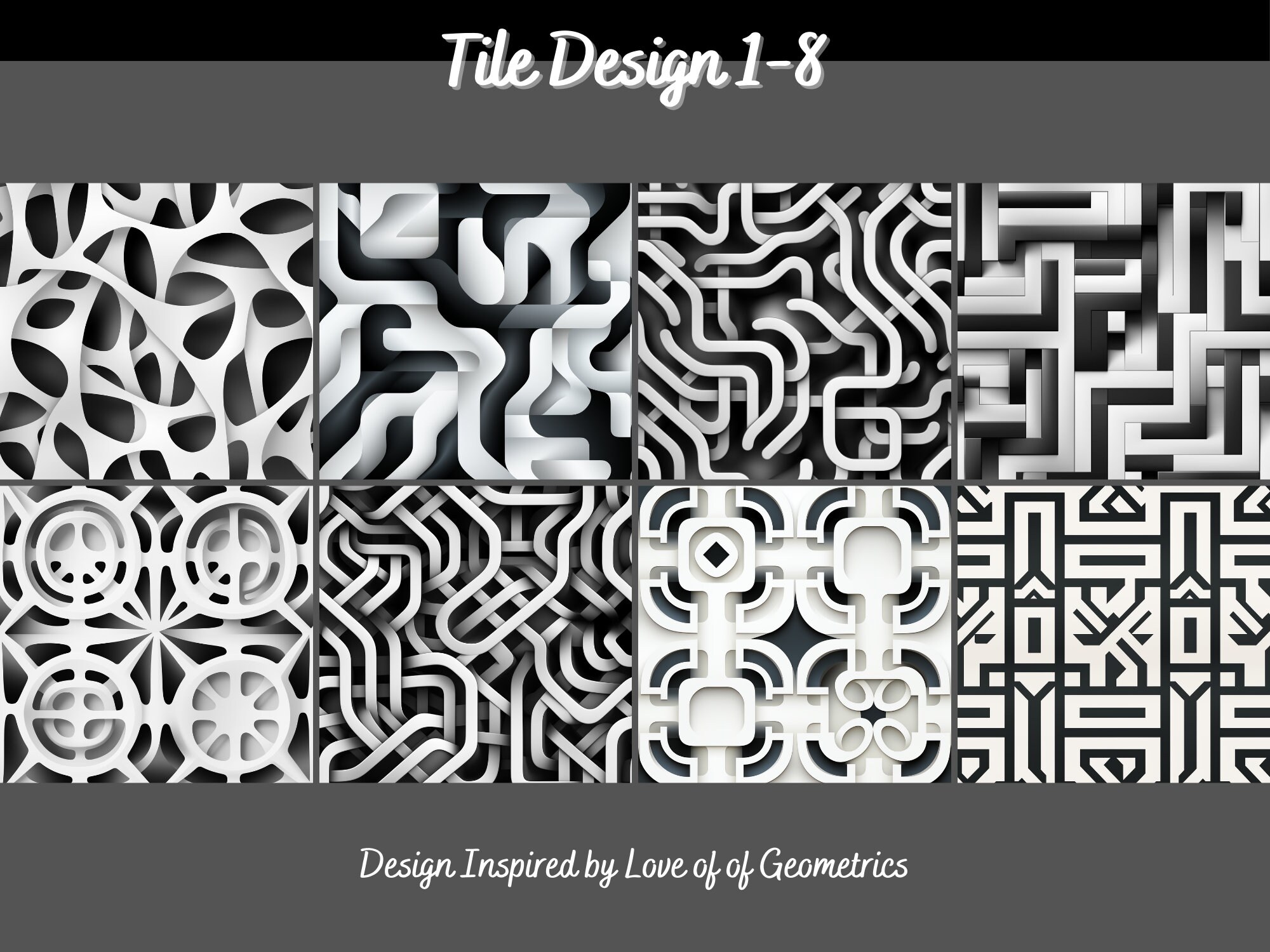 16 Black & White Geometric Tiles Digital Seamless Paper - Etsy