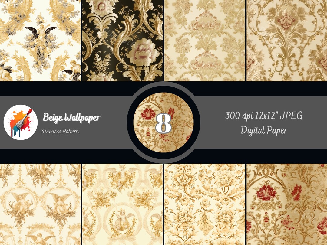 Beige Wallpaper Seamless Design, Wallpaper Pattern, Seamless ...