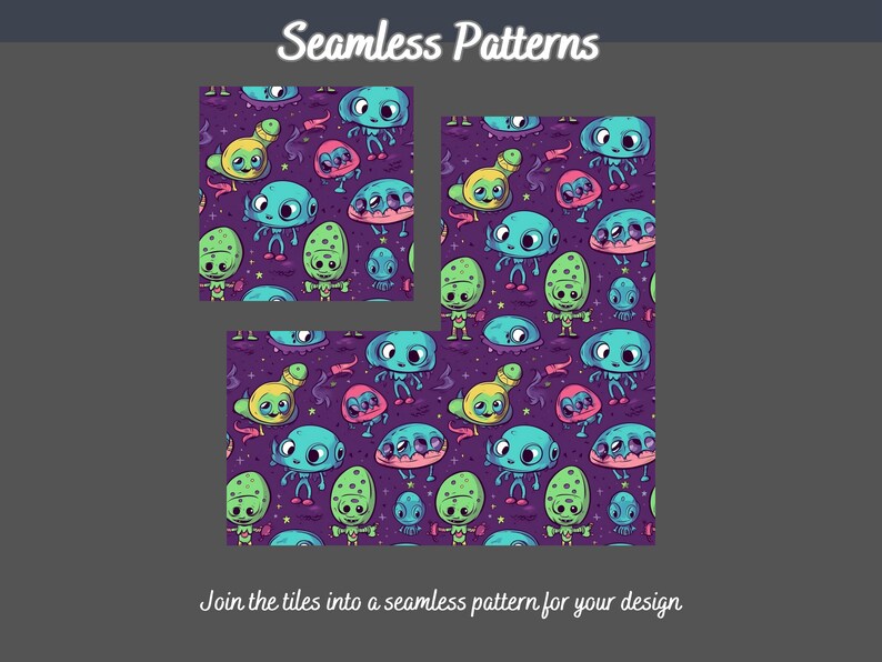 Colorful Cartoon Aliens Tiles Digital Seamless Paper - Etsy