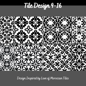 16 Black & White Moroccan Tiles II, Digital Seamless Paper, Mosaic ...