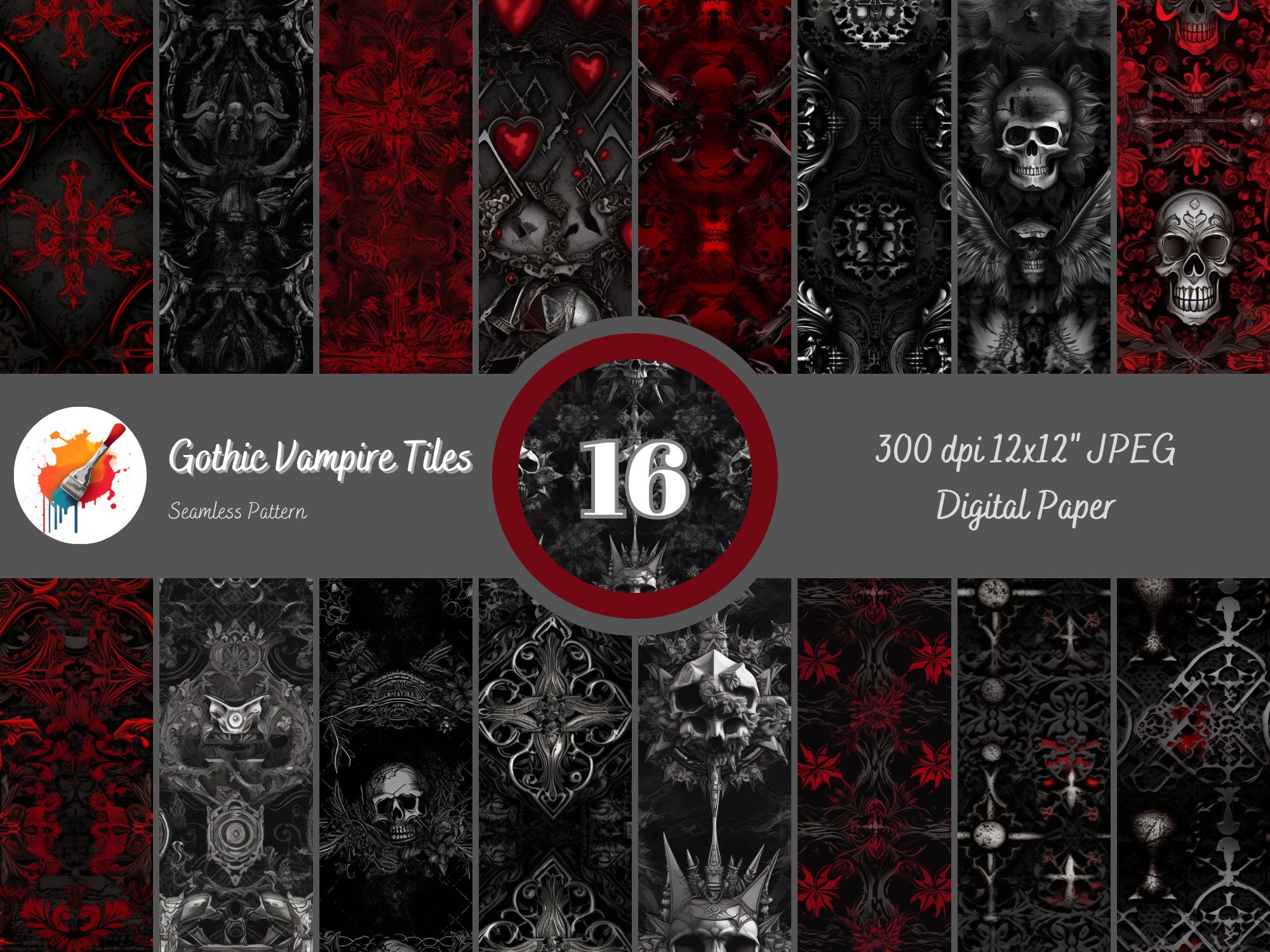 Gothic Vampire Tiles Digital Seamless Paper Gothic Seamless - Etsy