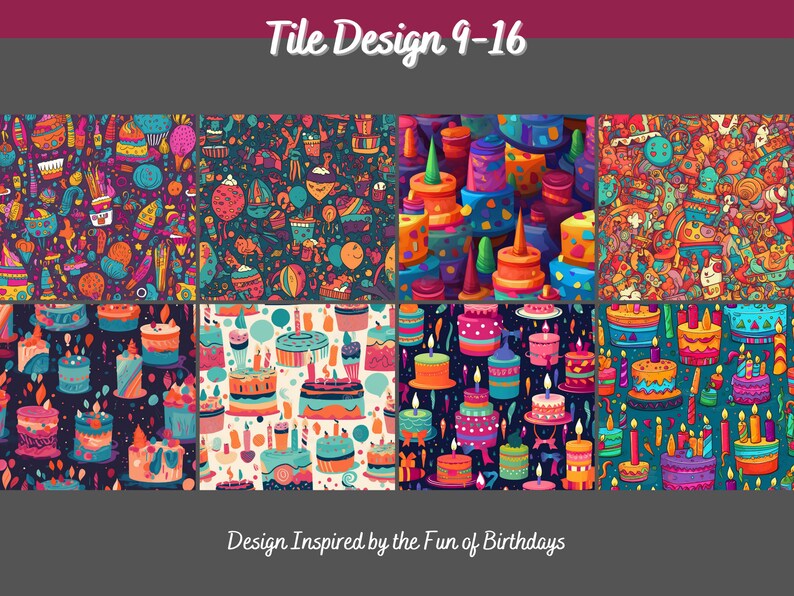 Birthday Tiles, Digital Seamless Paper, Scrapbook Paper in Natural ...