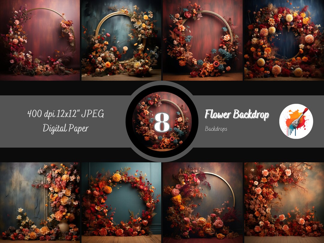 Flower Fall Backdrop, Digital Backdrop, Studio & Backdrops, Wedding ...