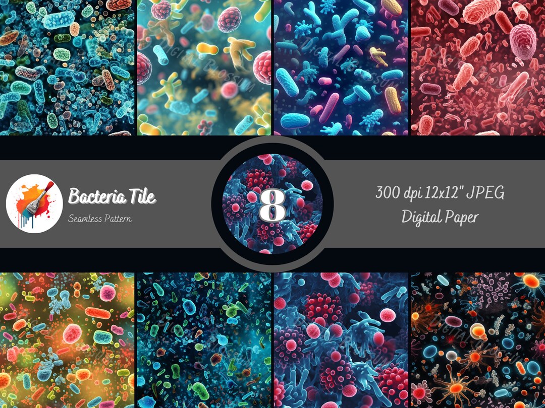 Colorful Biology Inspired Bacteria Texture Seamless Tiles 8 Digital ...