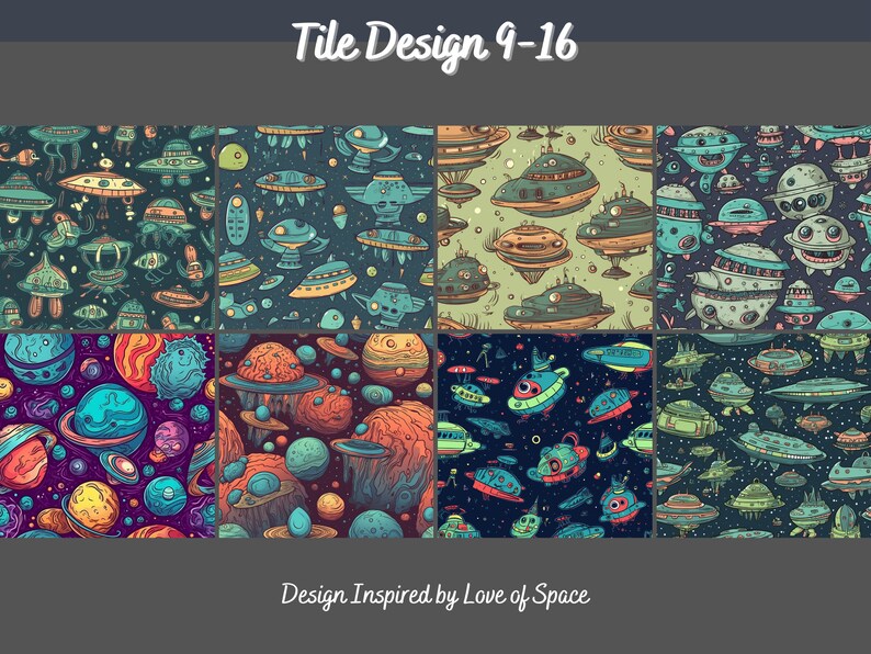 Colorful Cartoon Aliens Tiles Digital Seamless Paper - Etsy