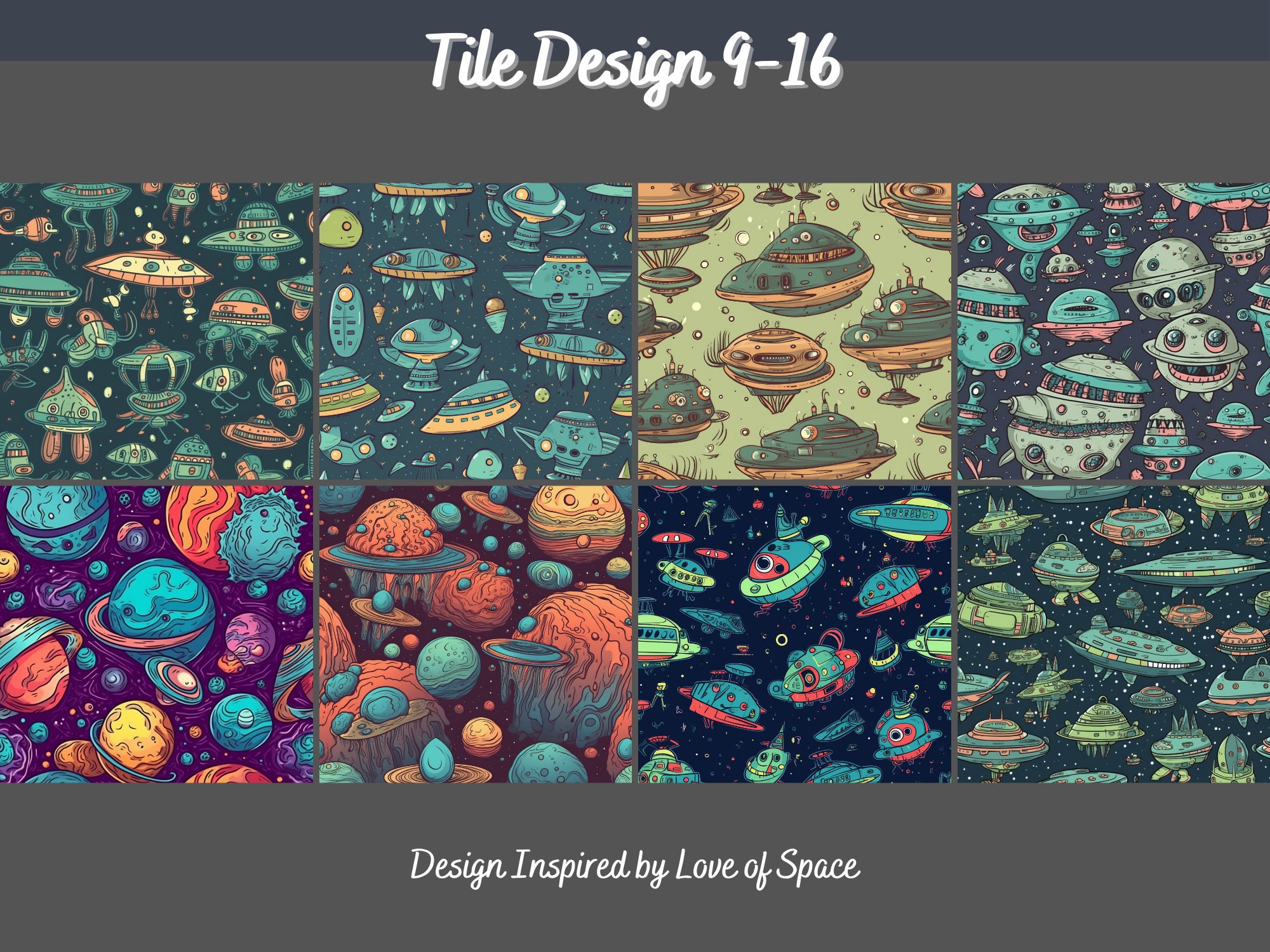 Colorful Cartoon Aliens Tiles Digital Seamless Paper - Etsy