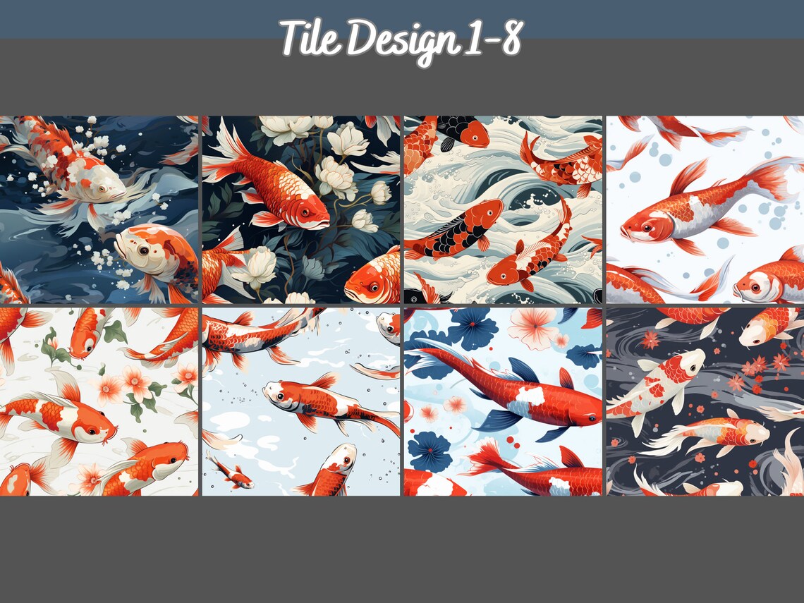 Koi Fish Seamless Design, Fish Pattern, Koi Seamless, Seamless ...
