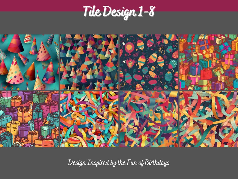 Birthday Tiles, Digital Seamless Paper, Scrapbook Paper in Natural ...