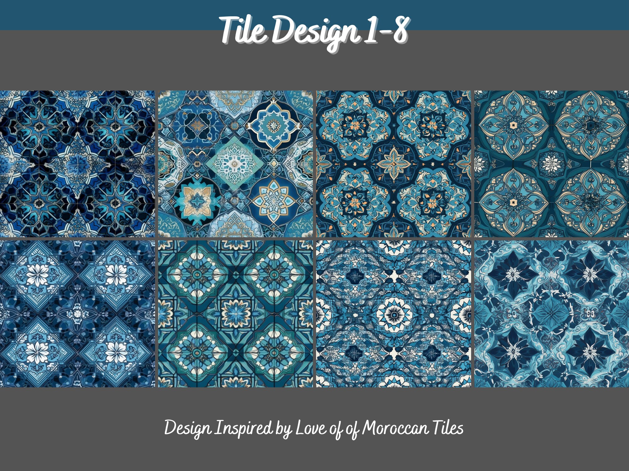 16 Blue Moroccan Tiles II Digital Seamless Paper Mosaic - Etsy