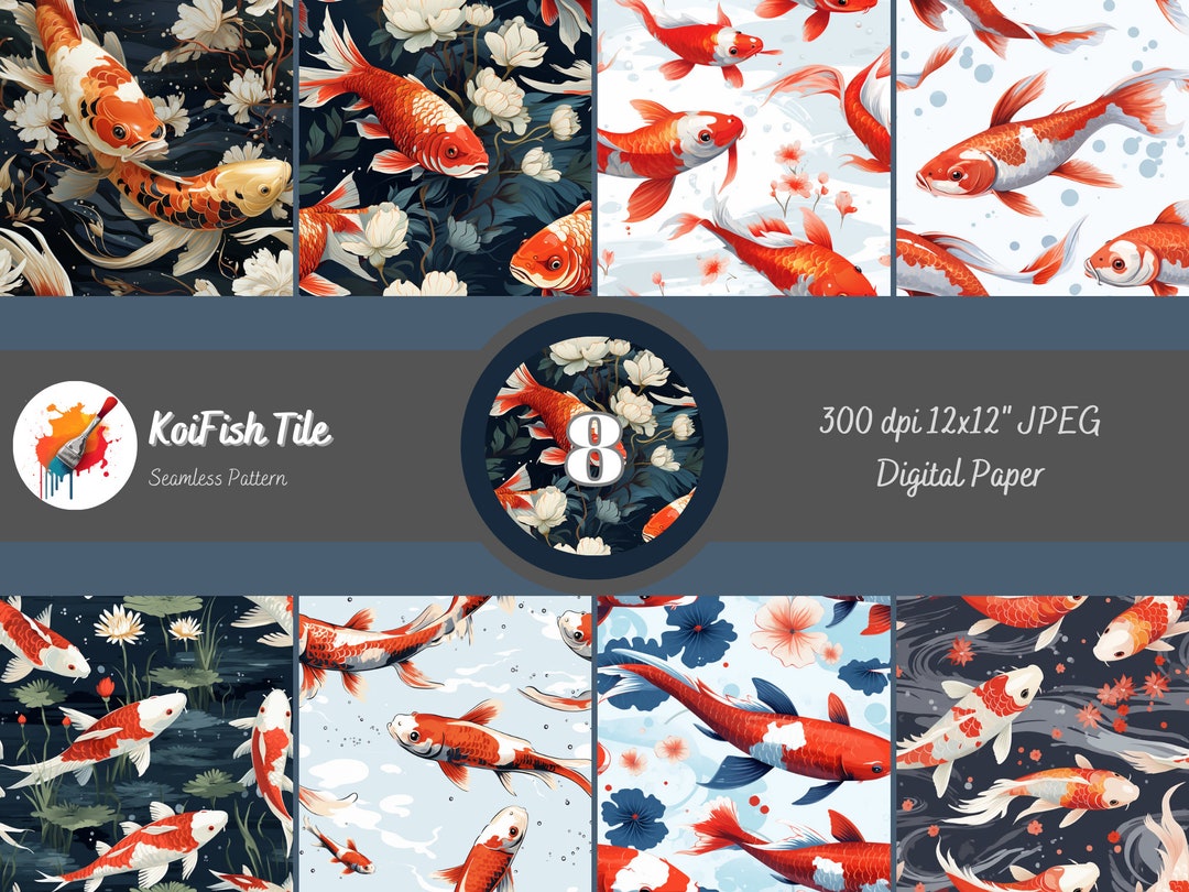 Koi Fish Seamless Design, Fish Pattern, Koi Seamless, Seamless ...
