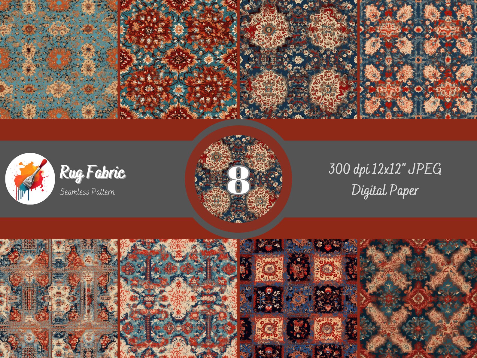 Oriental Rug Texture Seamless Design, Background Pattern, Black ...
