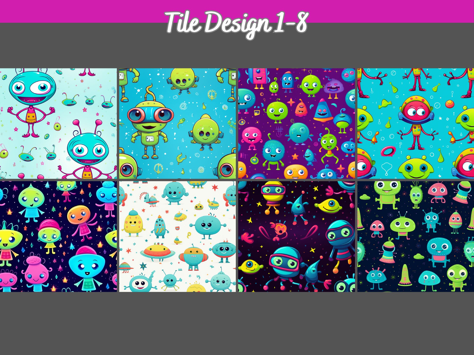 Aliens Tiles Digital Seamless Paper Seamless Pattern Scrapbook Paper in ...