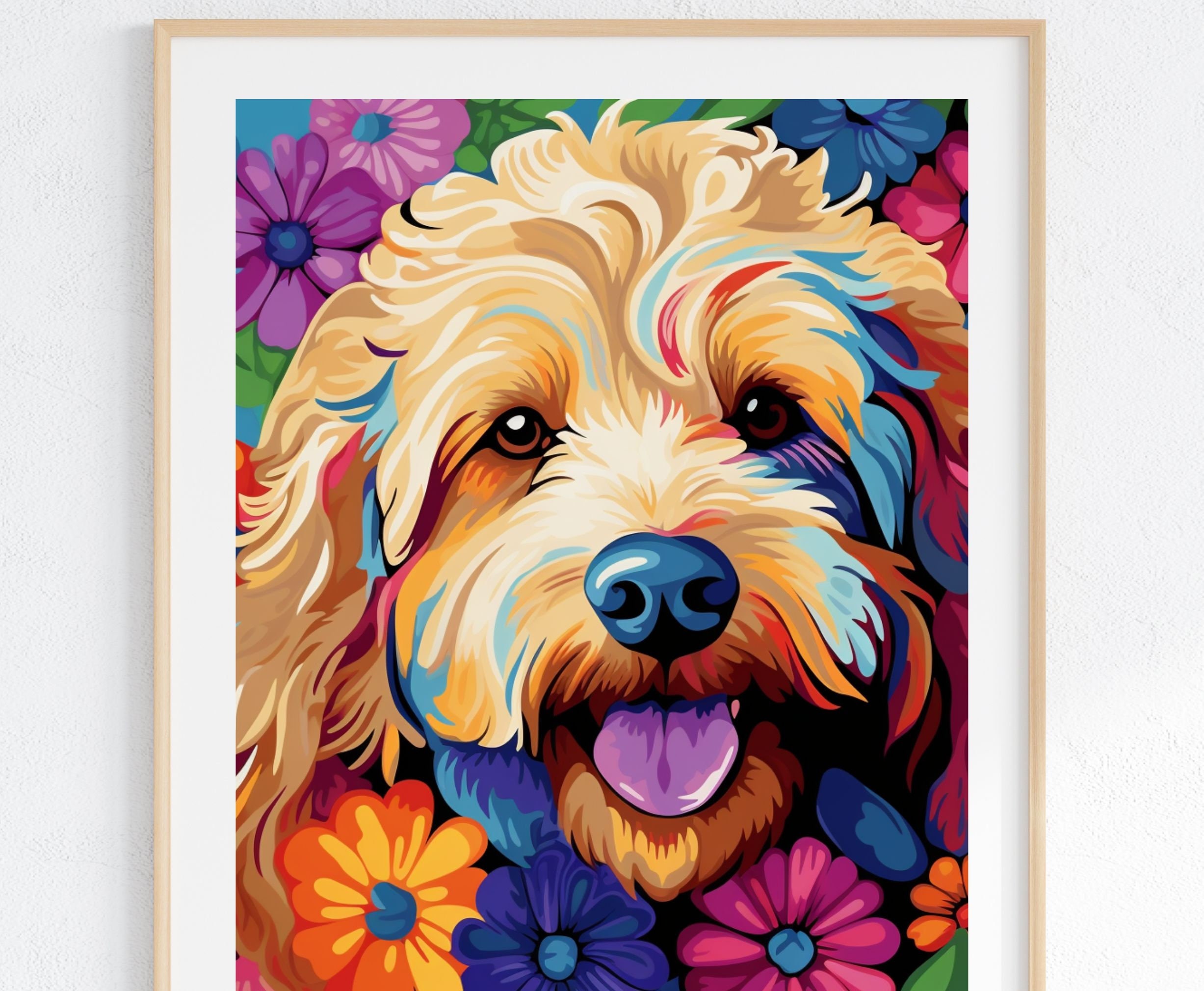 Golden Doodle Pop Art, Golden Doodle Portrait, Art Print, Colorful Pet ...