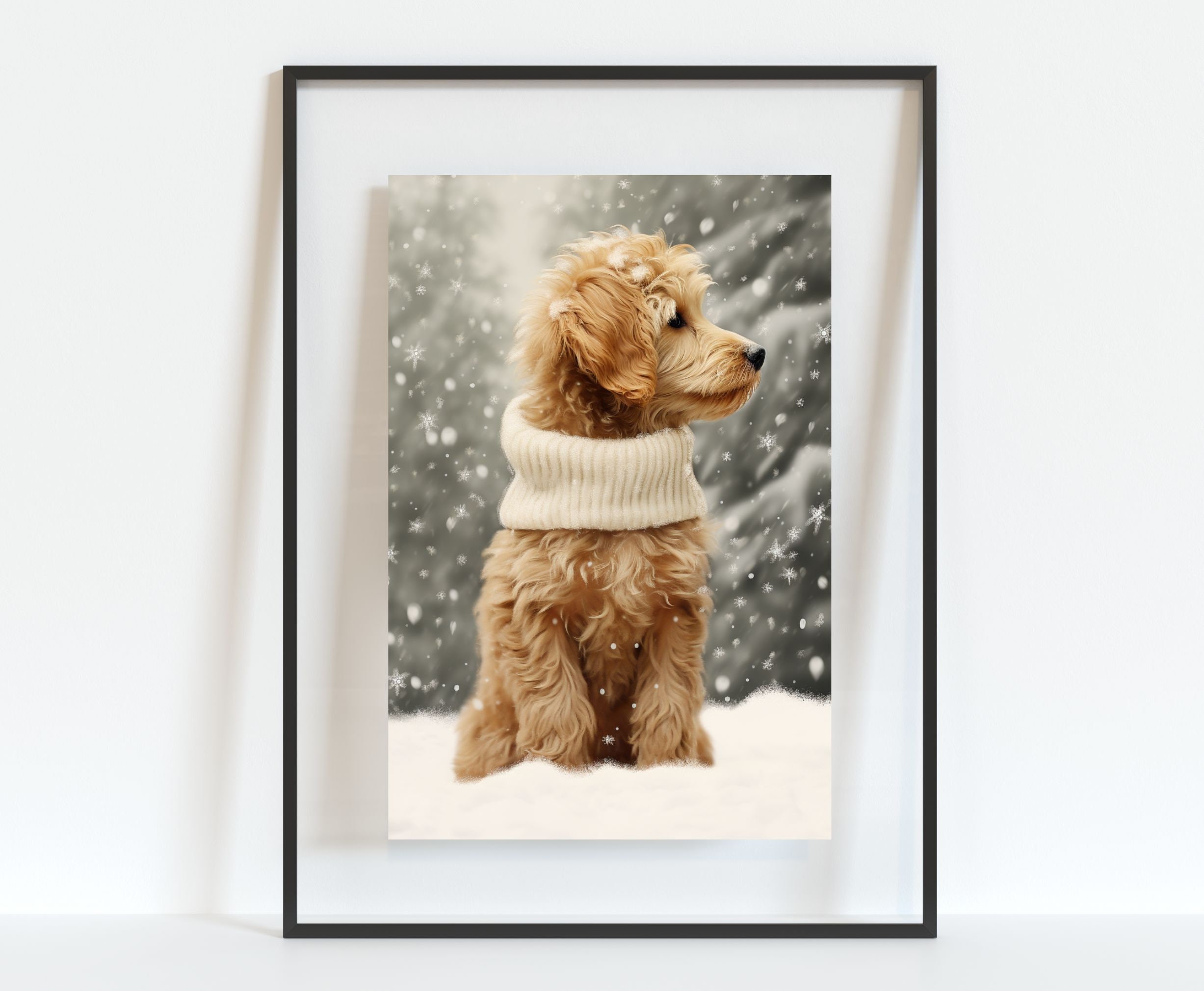 Golden Doodle Portrait Art Print, Digital Watercolor Dog Illustration ...