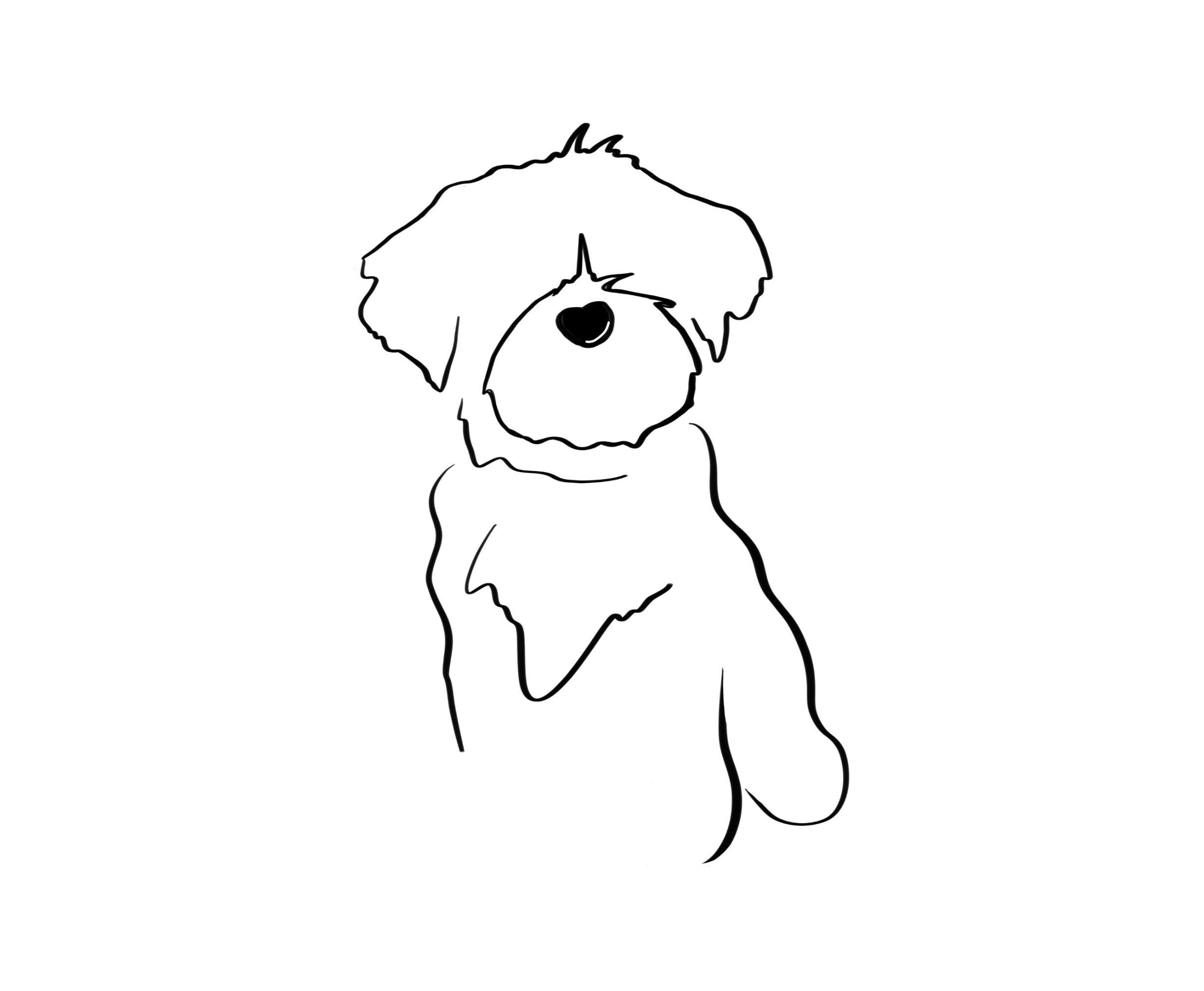 Maltese Dog Line Art Illustration, Maltese Breed Digital Art, Dog ...