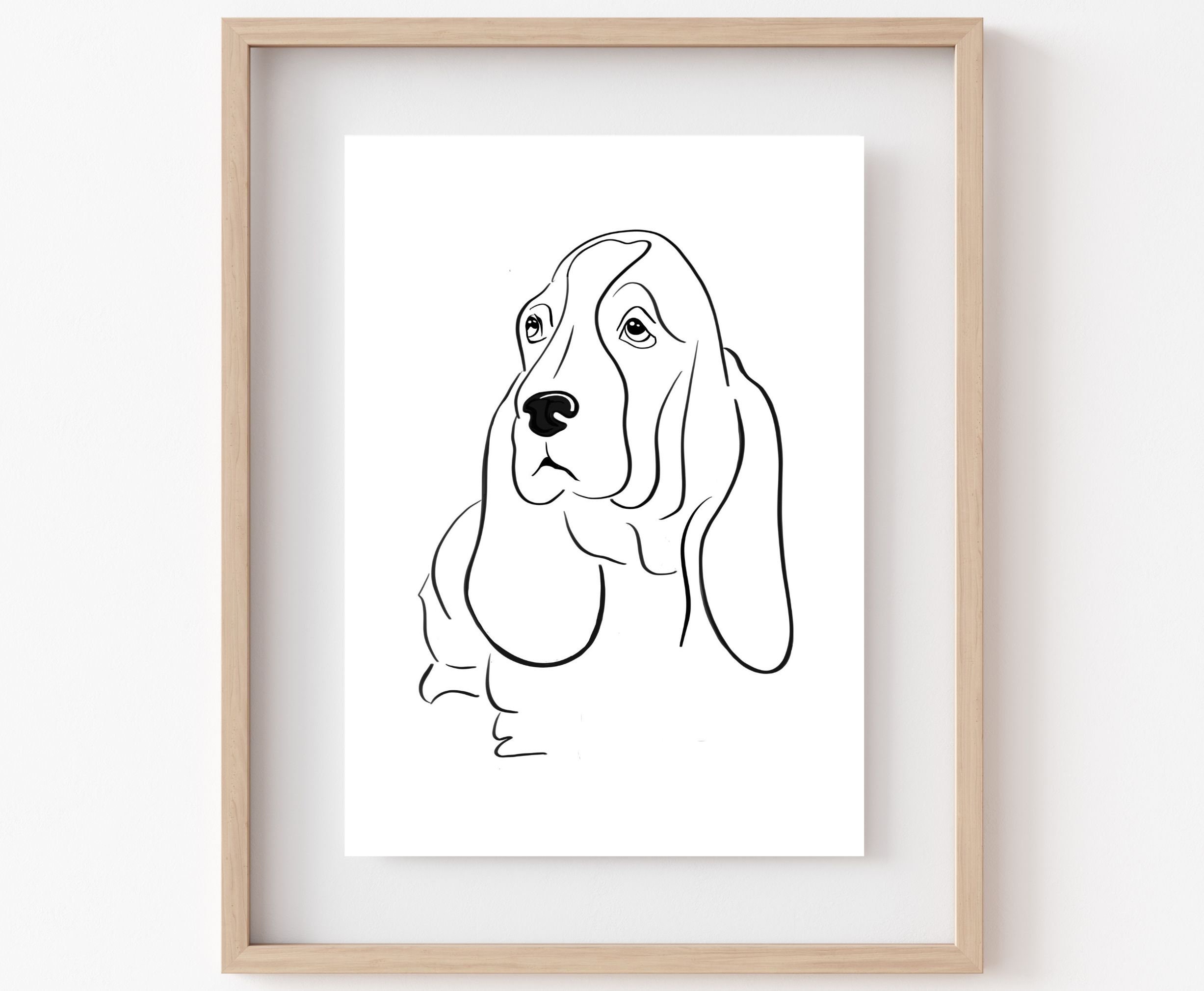 Printable Black & White Basset Hound Wall Decor, Hound Dog Printable ...