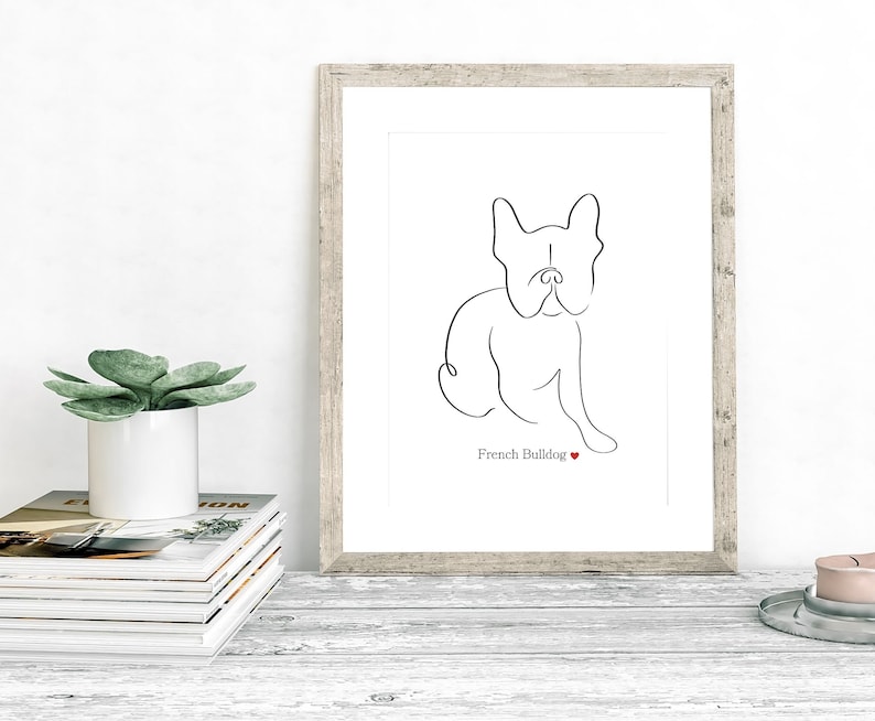 Minimalist French Bulldog Line Art Illustration Frenchie - Etsy