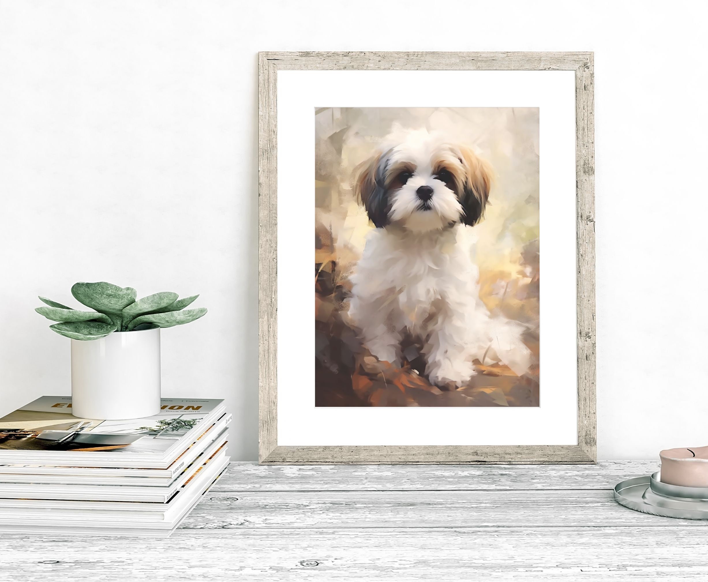Shih Tzu Watercolor Printable Art, Shih Tzu Digital Poster, Boho ...