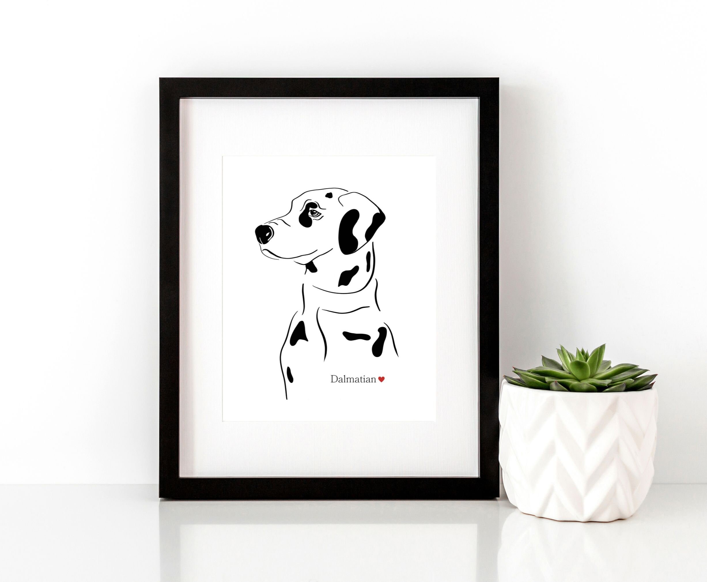 Black & White Dalmatian Digital Line Art Print Illustration - Etsy