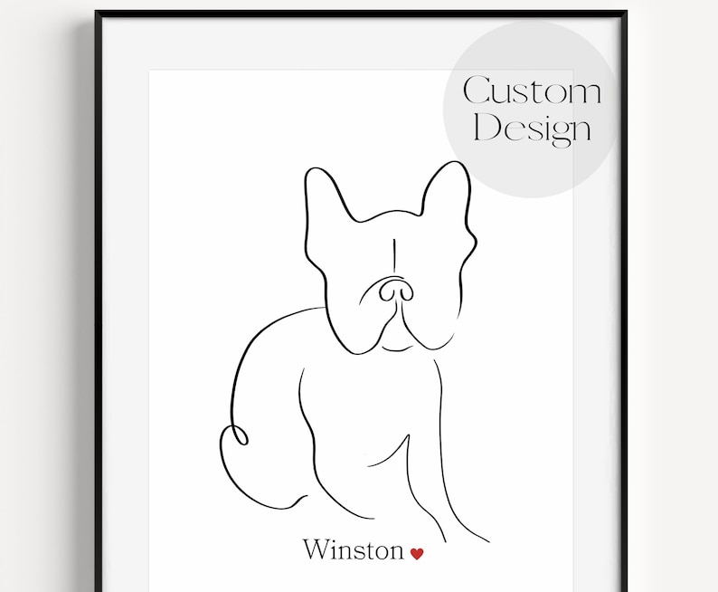 Minimalist French Bulldog Line Art Illustration Frenchie - Etsy
