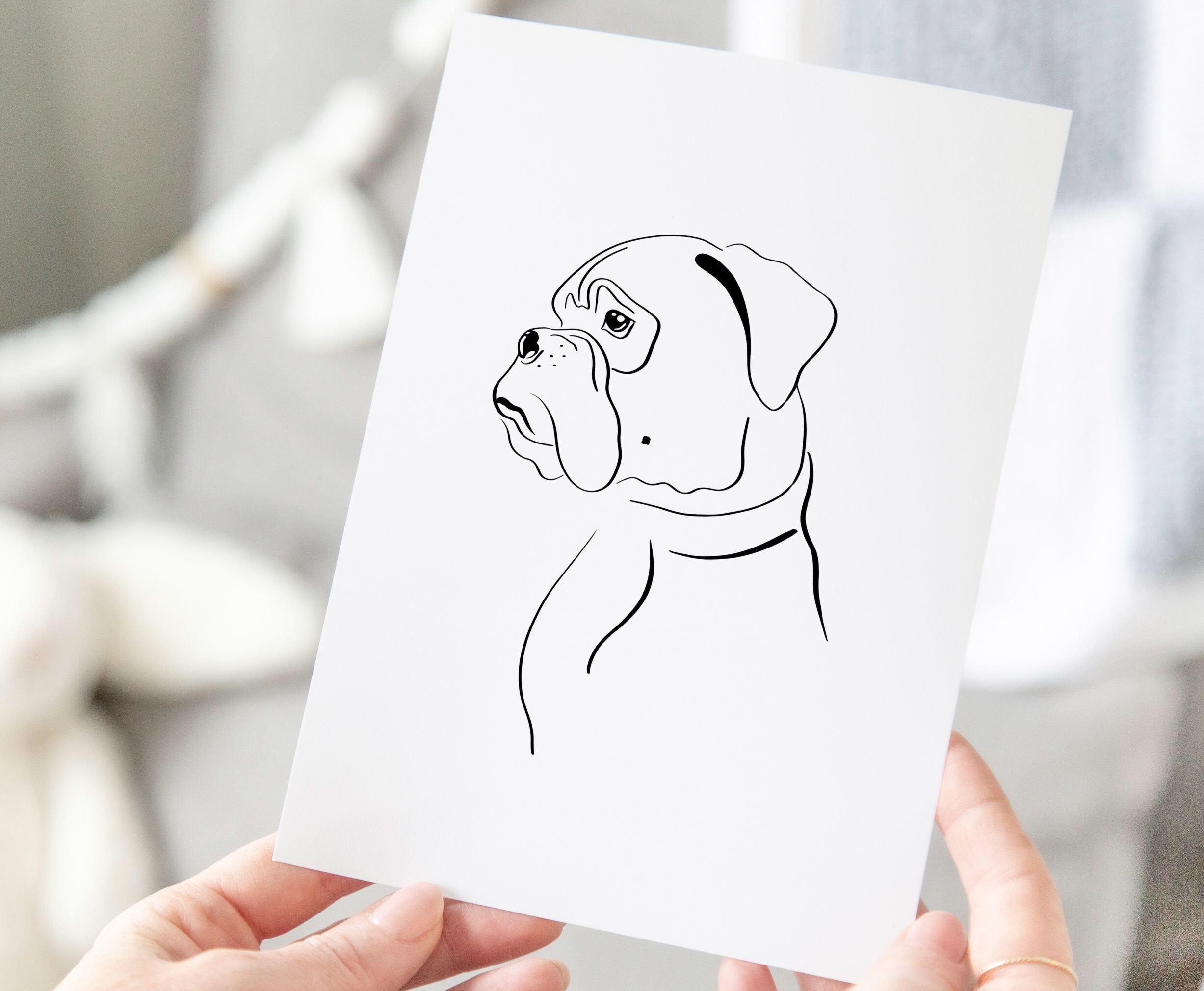 Boxer Dog PNG Line Art, PNG Design File, Boxer Breed Digital Wall Art ...
