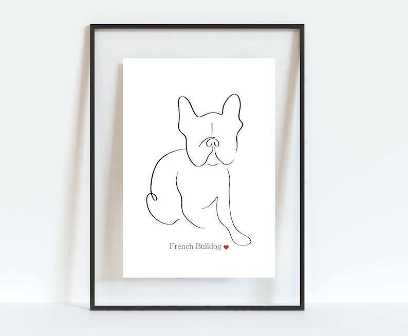 Minimalist French Bulldog Line Art Illustration Frenchie - Etsy