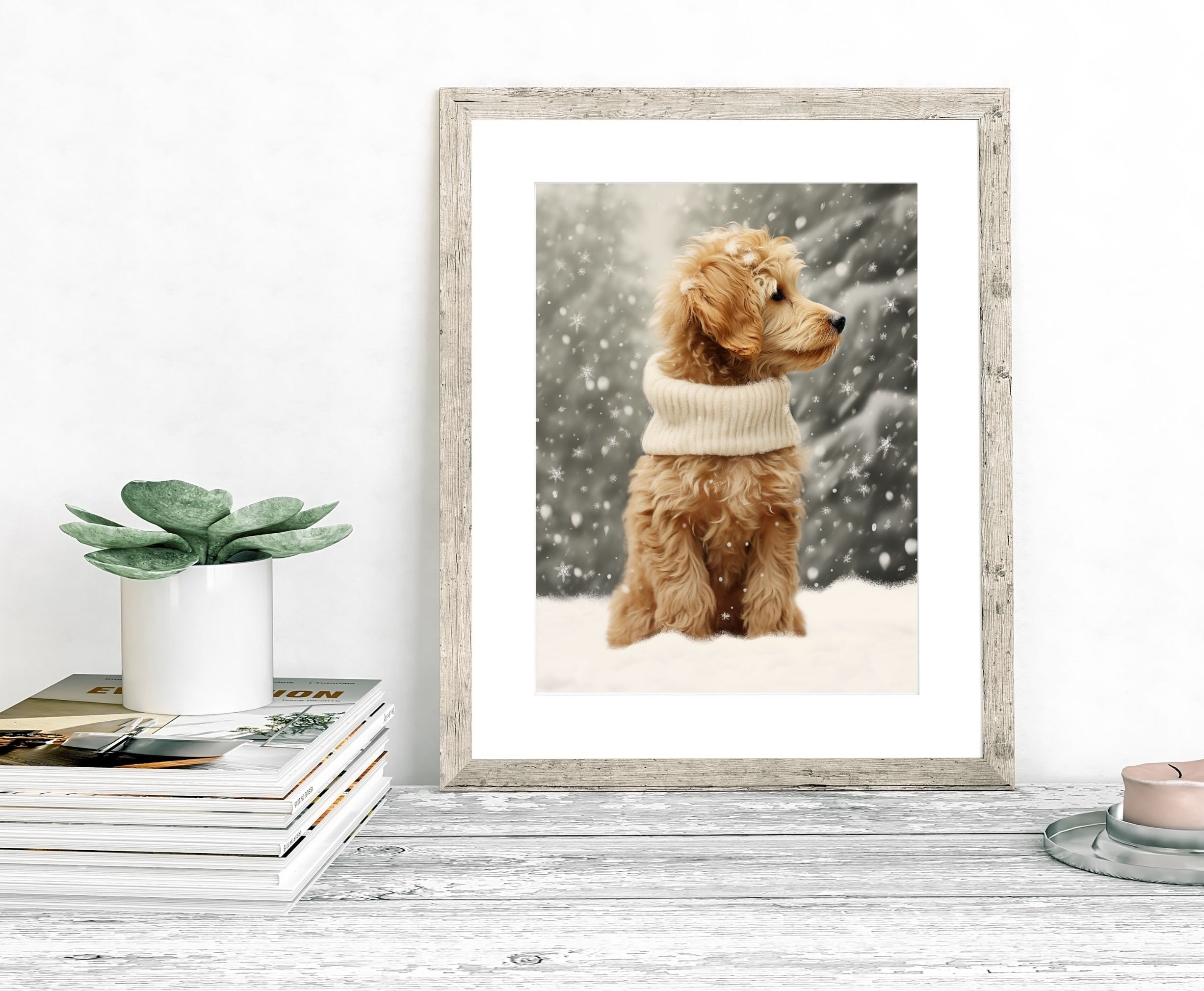 Golden Doodle Portrait Art Print, Digital Watercolor Dog Illustration ...