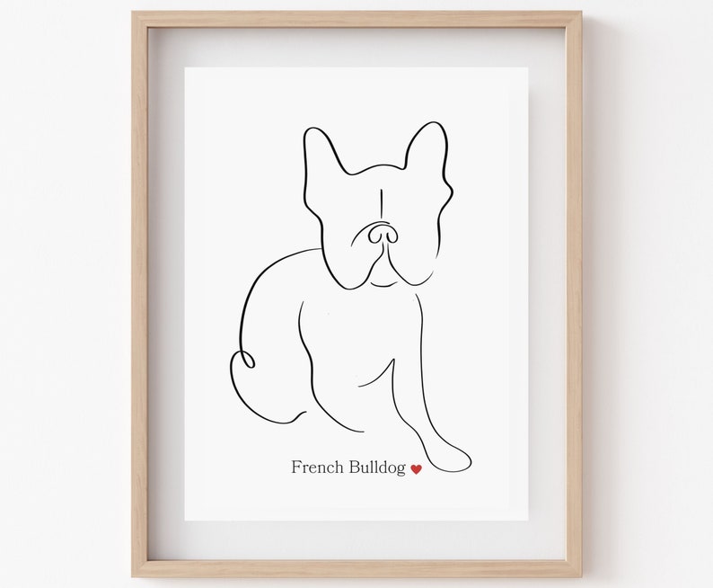 Minimalist French Bulldog Line Art Illustration Frenchie - Etsy
