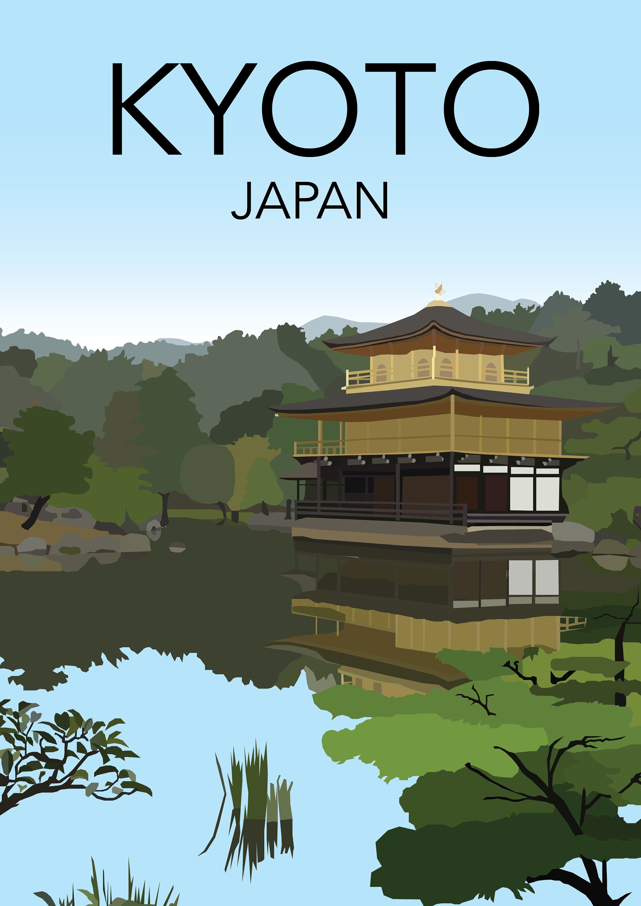 Golden Temple Kyoto Small Travel Postcard Print Japan Travel Art - Etsy