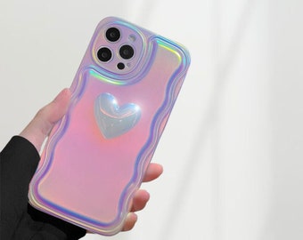 Heart 3D Fold Love Heart Pattern Phone Case for iPhone 15 14 13 12 11 ...