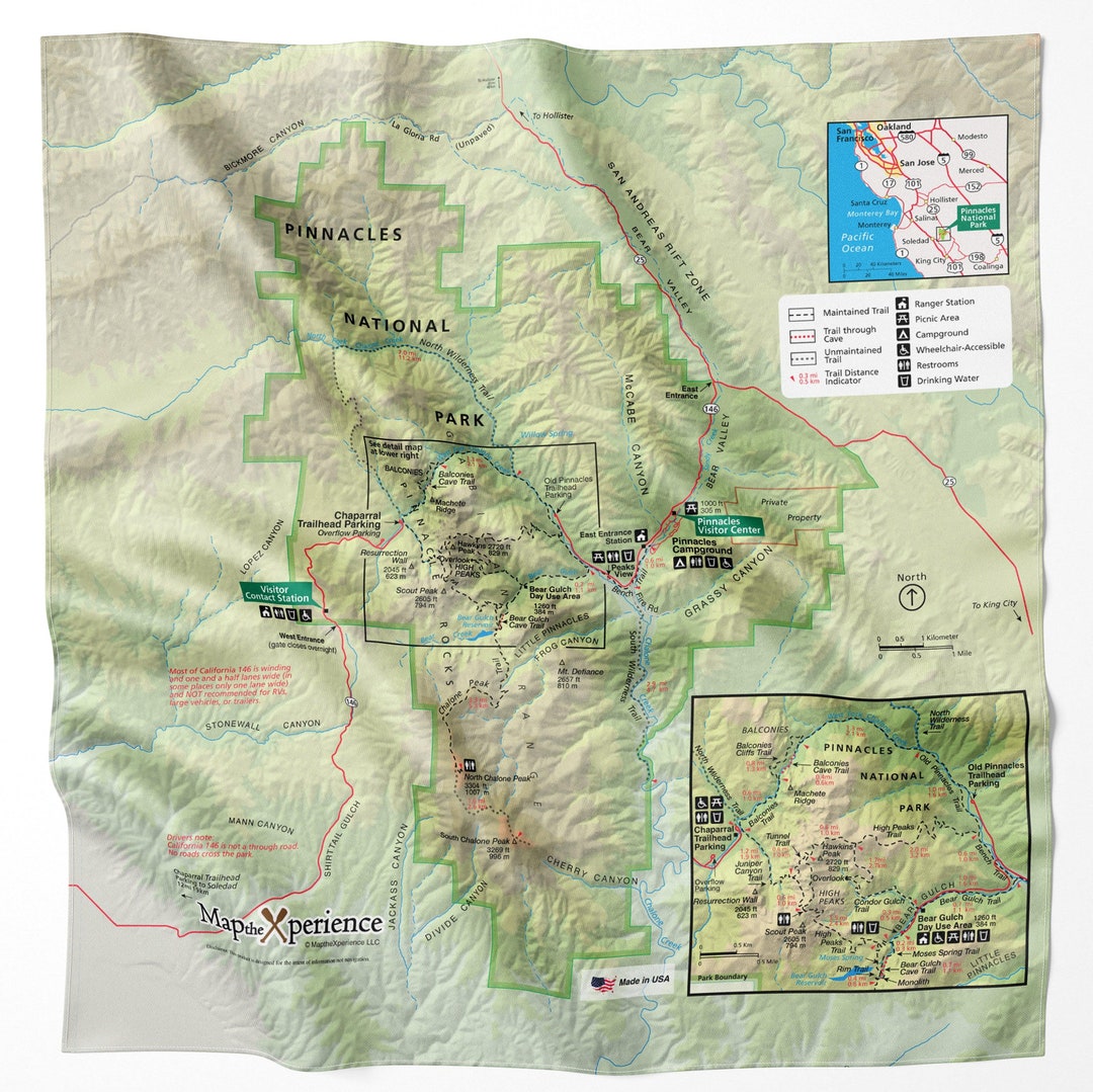 Pinnacles National Park Bandana Map - Etsy