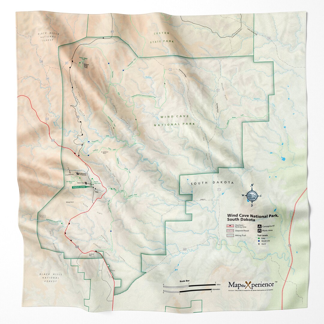 Wind Cave National Park Handy Map Bandana - Etsy