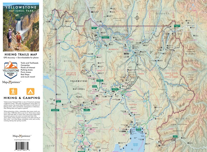 Yellowstone National Park Hiking Trails Map - Etsy