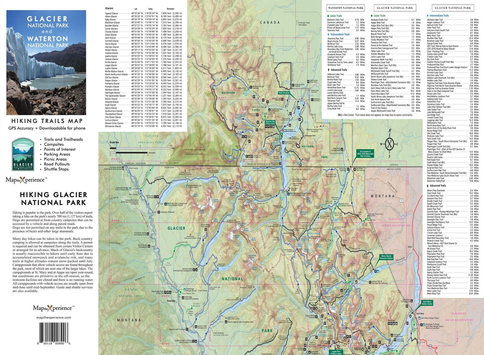 Glacier National Park Hiking Trail Map – Gps-enabled, Montana Trail ...
