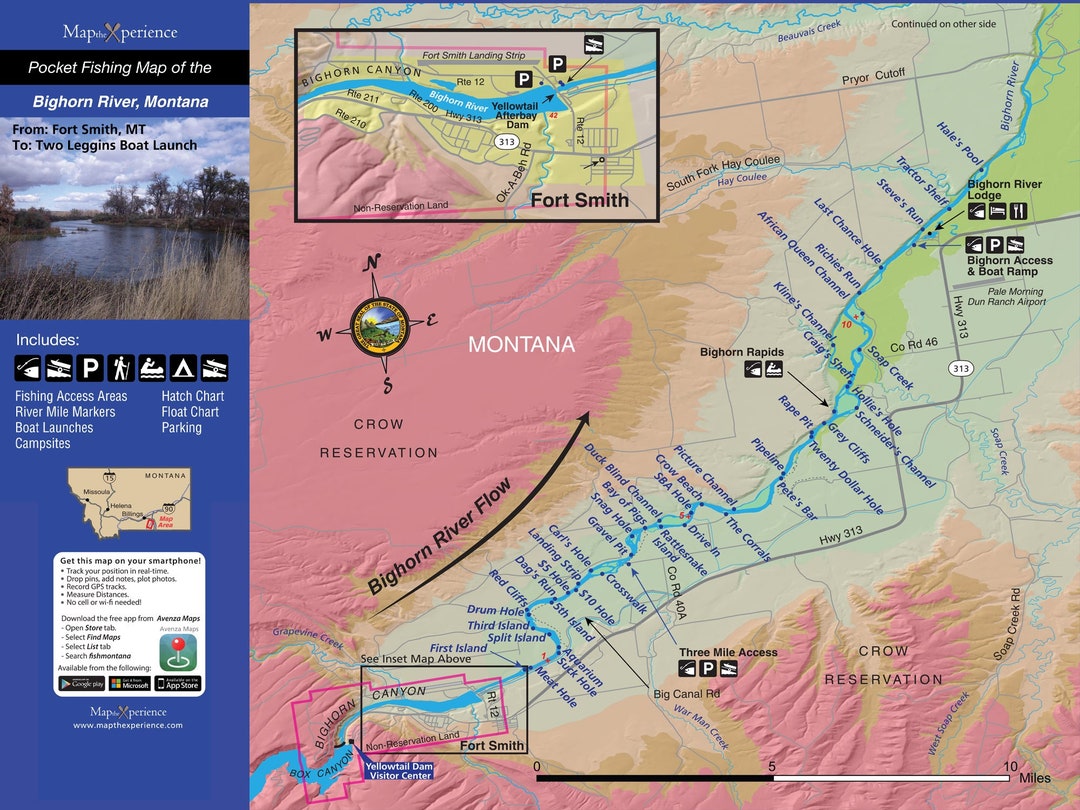 Bighorn River, Montana Fishing Map - Etsy