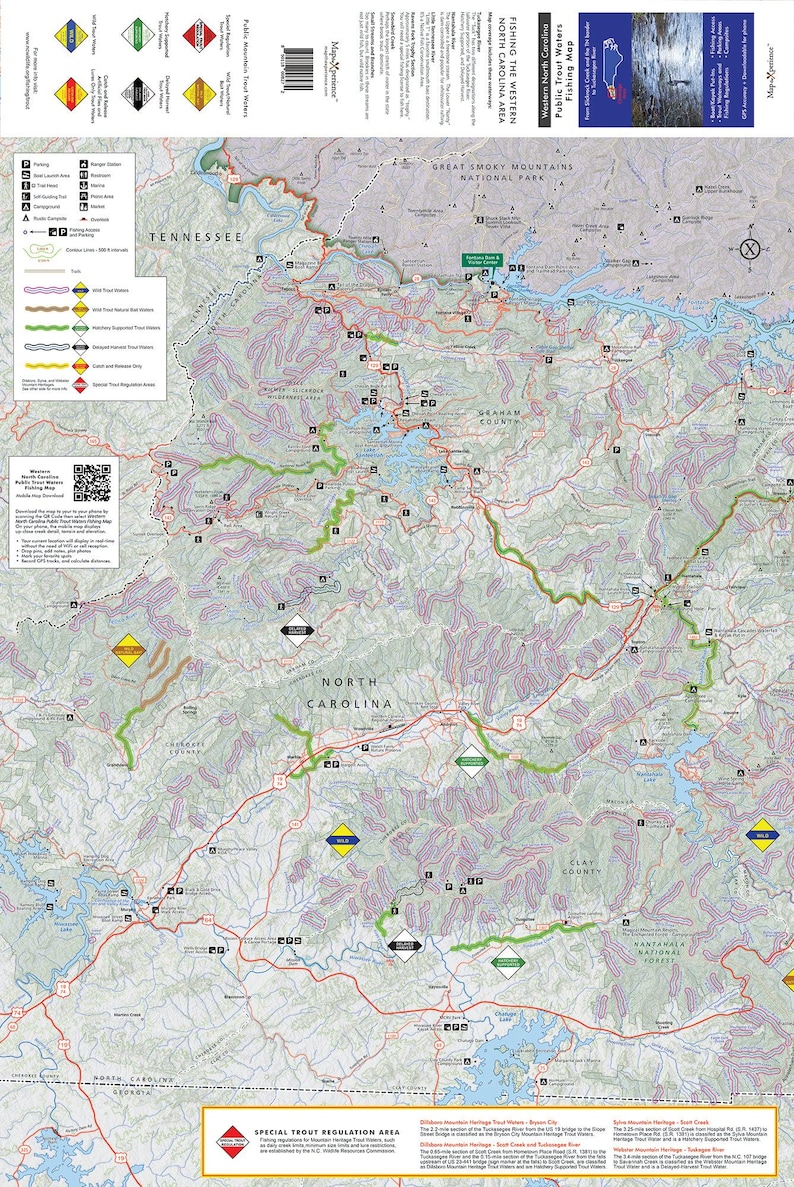 Western North Carolina Trout Fishing Map – Public Waters Guide & GPS ...