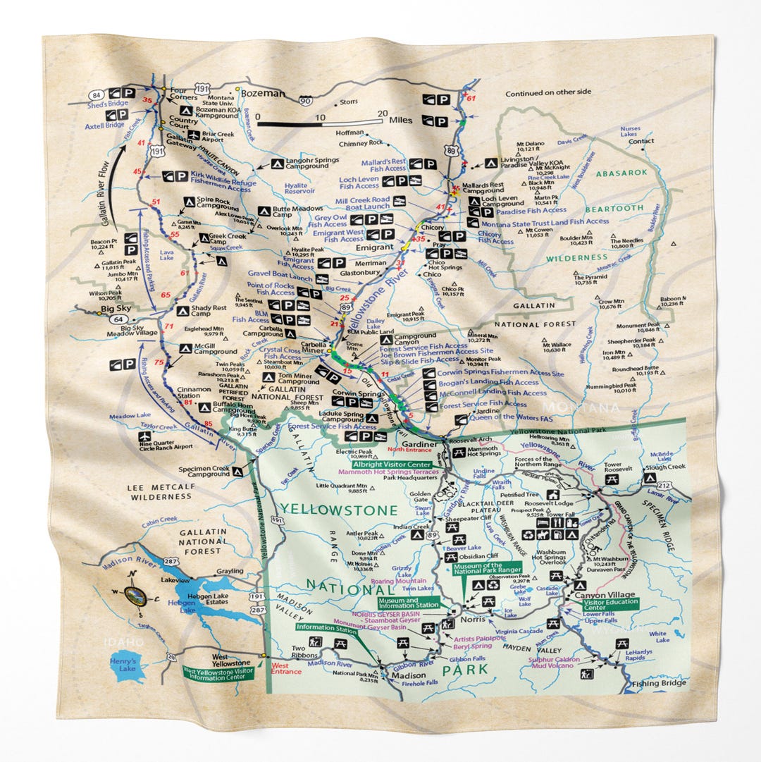 Gallatin River, Montana Handy Map Microfiber Cloth - Etsy