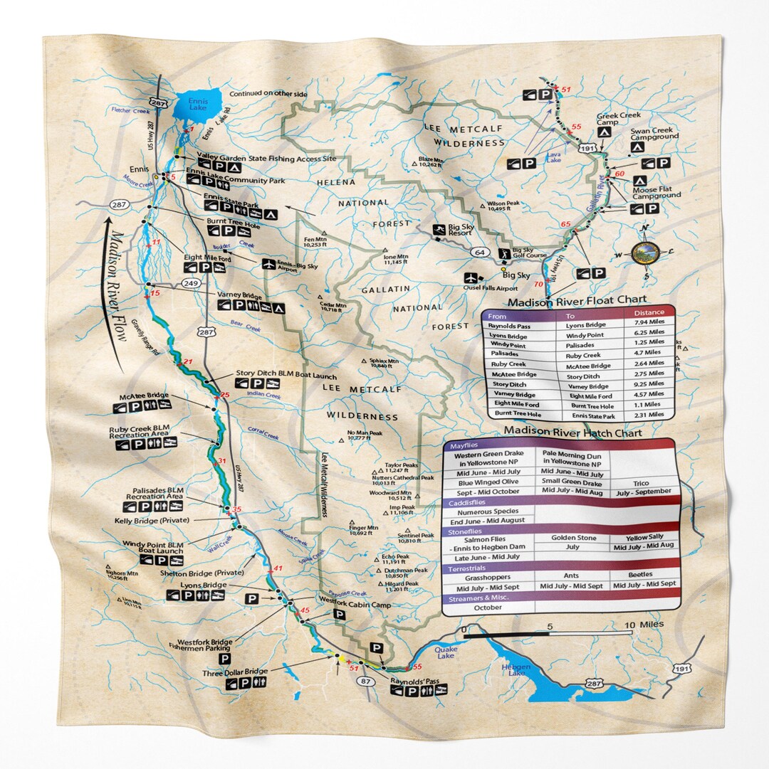Madison River, Montana Handy Map Microfiber Cloth - Etsy